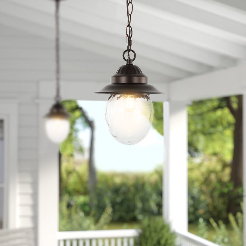 Gracie Oaks Natanim Oil Rubbed Bronze/Clear 1 - Bulb 72.5" H Outdoor Pendant | Wayfair